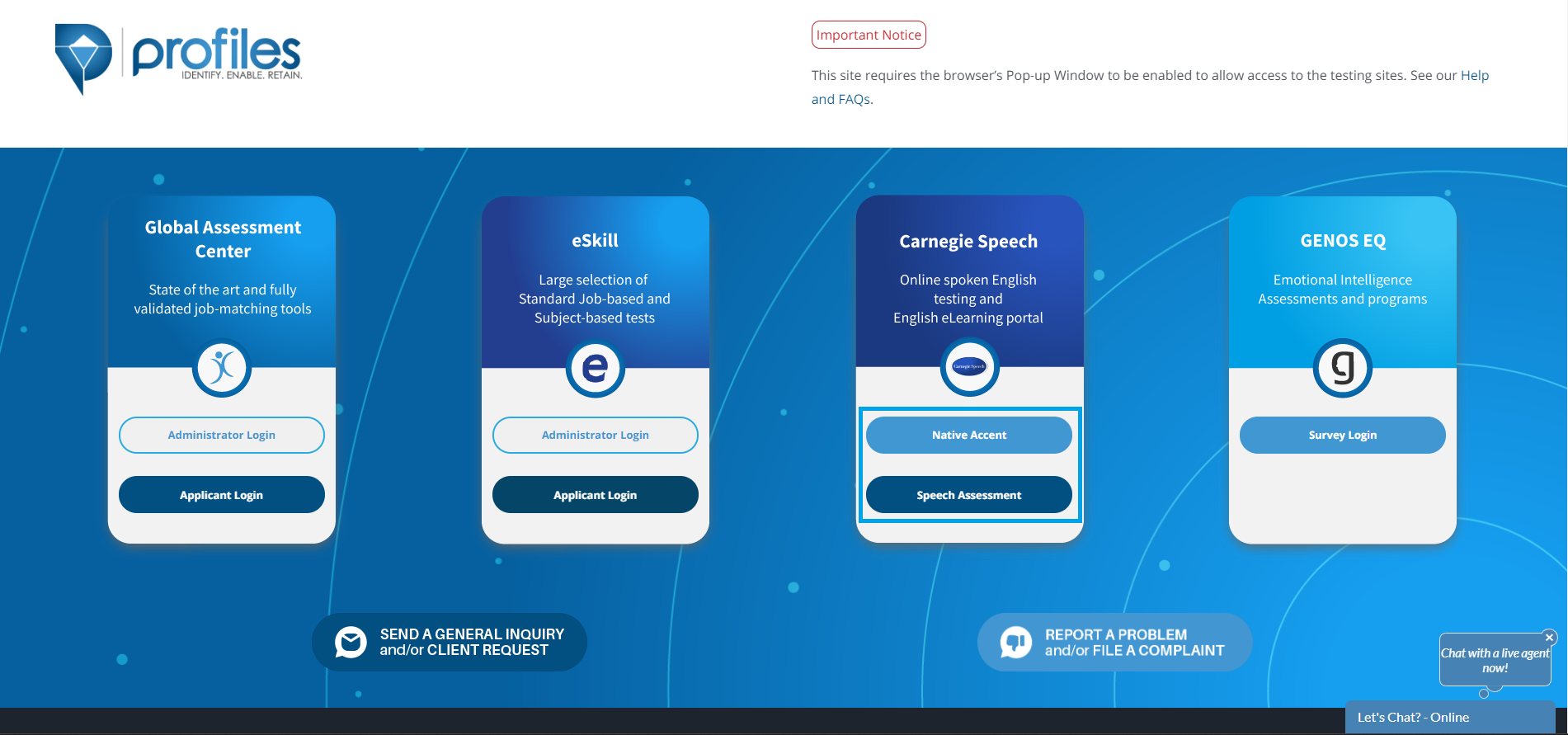 Taking an assessment under Carnegie Speech - Profiles Asia Pacific, Inc.