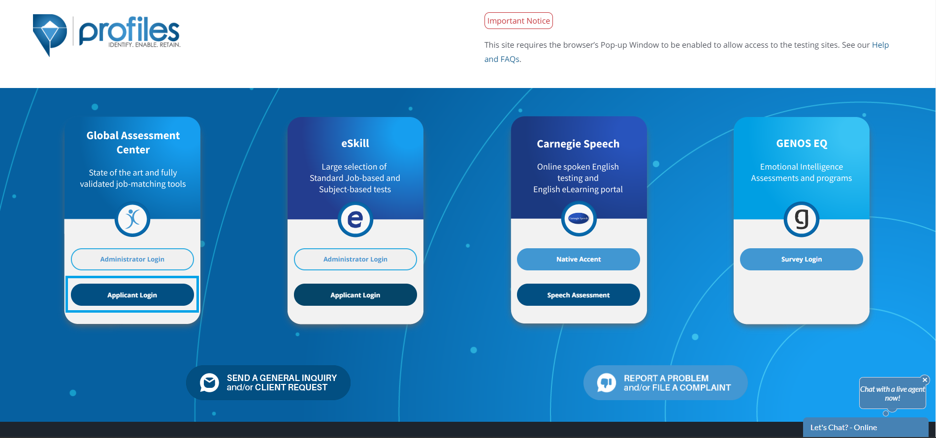 Taking an assessment on the Global Assessment Center - Profiles Asia Pacific, Inc.